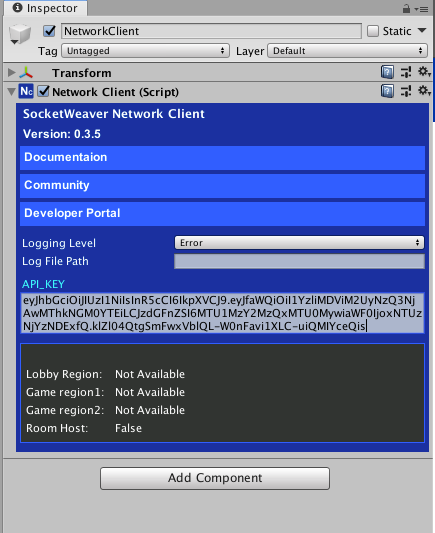 Setting up the NetworkClient - My Docs
